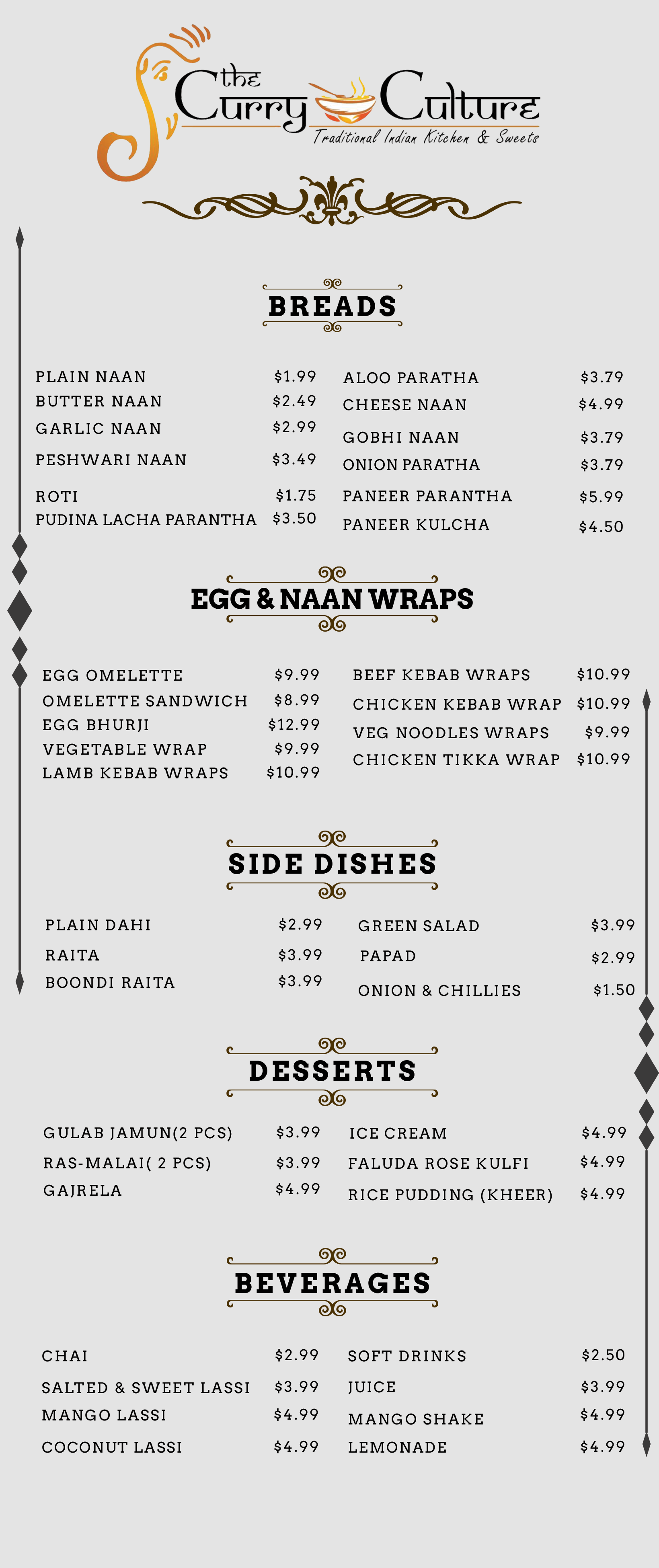Full Menu – Curry Culture